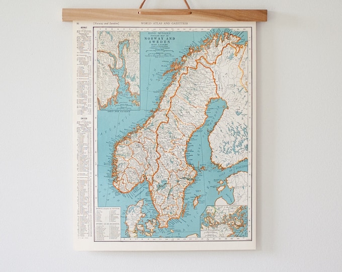 Vintage Maps of Norway, Sweden, and Central Europe | 1930s Antique ...