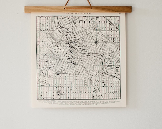 Vintage Minneapolis Map 1930s Original | Antique City Street Map Print ...