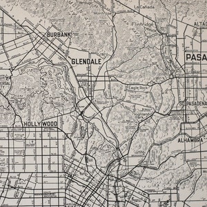 Original 1930s Los Angeles CA Map | Gift Quality & Suitable for Framing ...