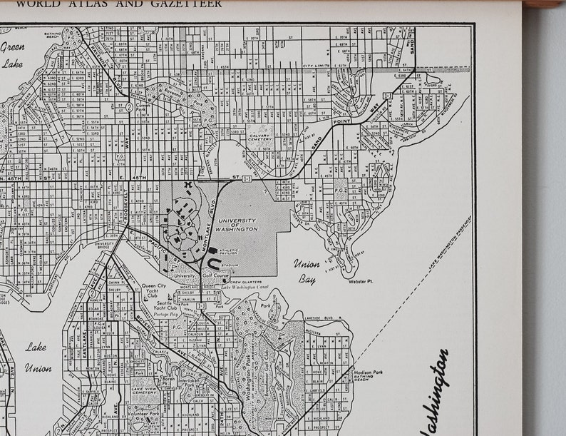 Vintage Seattle Map 1940s Antique Seattle Washington City | Etsy