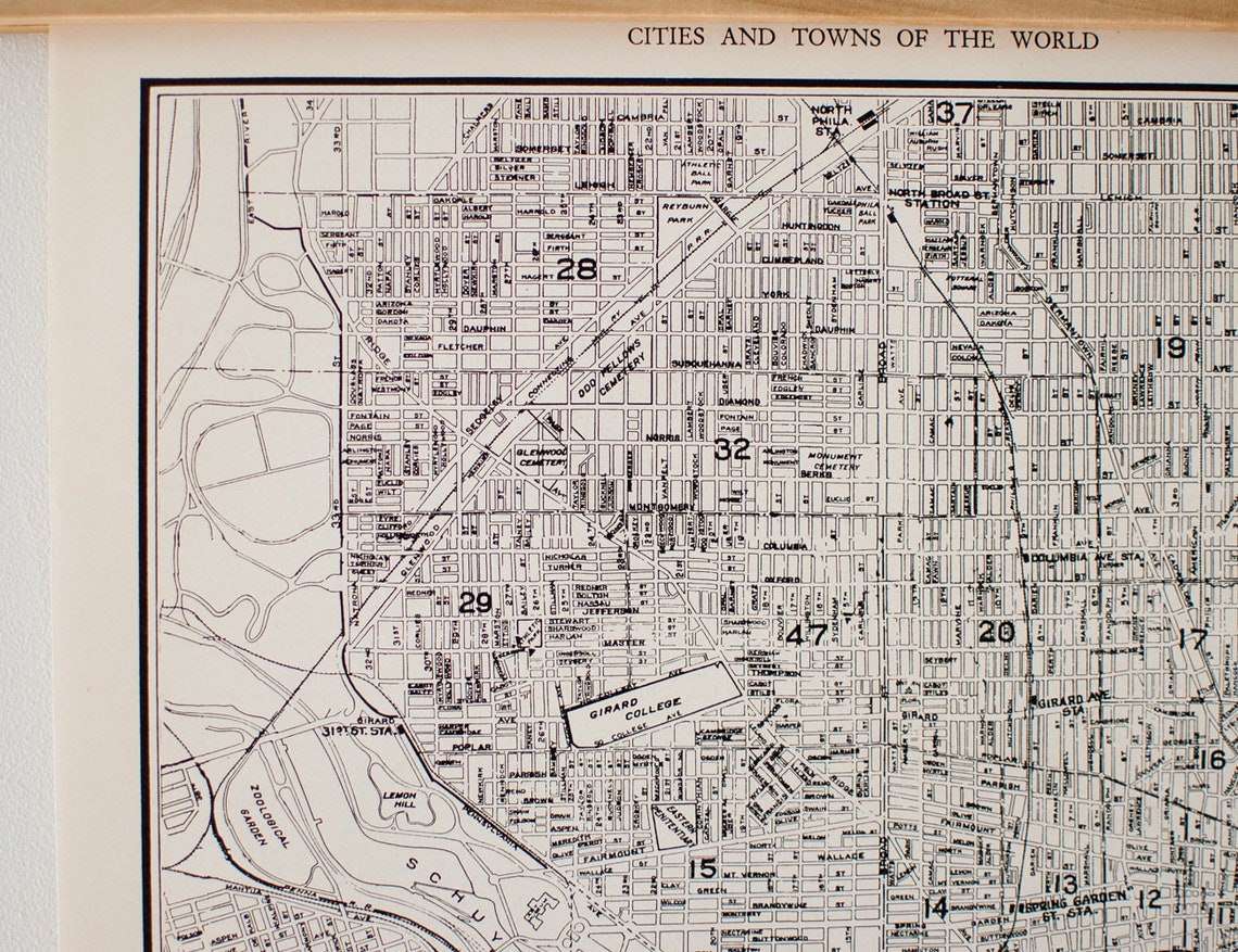 Vintage Philadelphia Map Antique 1930s Pennsylvania City Map - Etsy