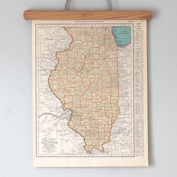 Antique Maps Illinois State Vintage - Etsy