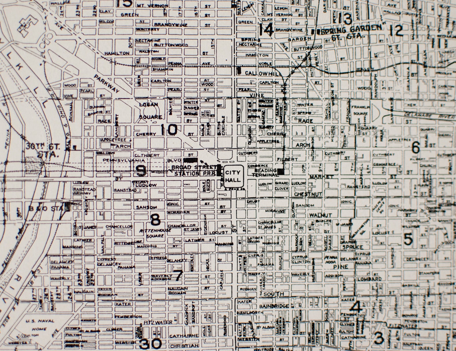 Vintage Philadelphia Map Antique 1930s Pennsylvania City Map - Etsy