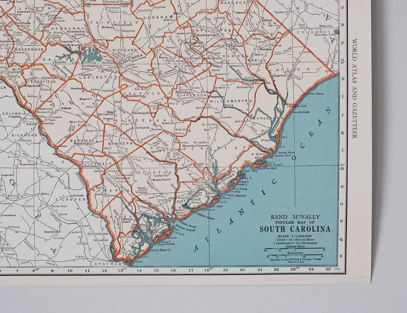 Vintage Maps of South Carolina and Rhode Island 1930s | Etsy