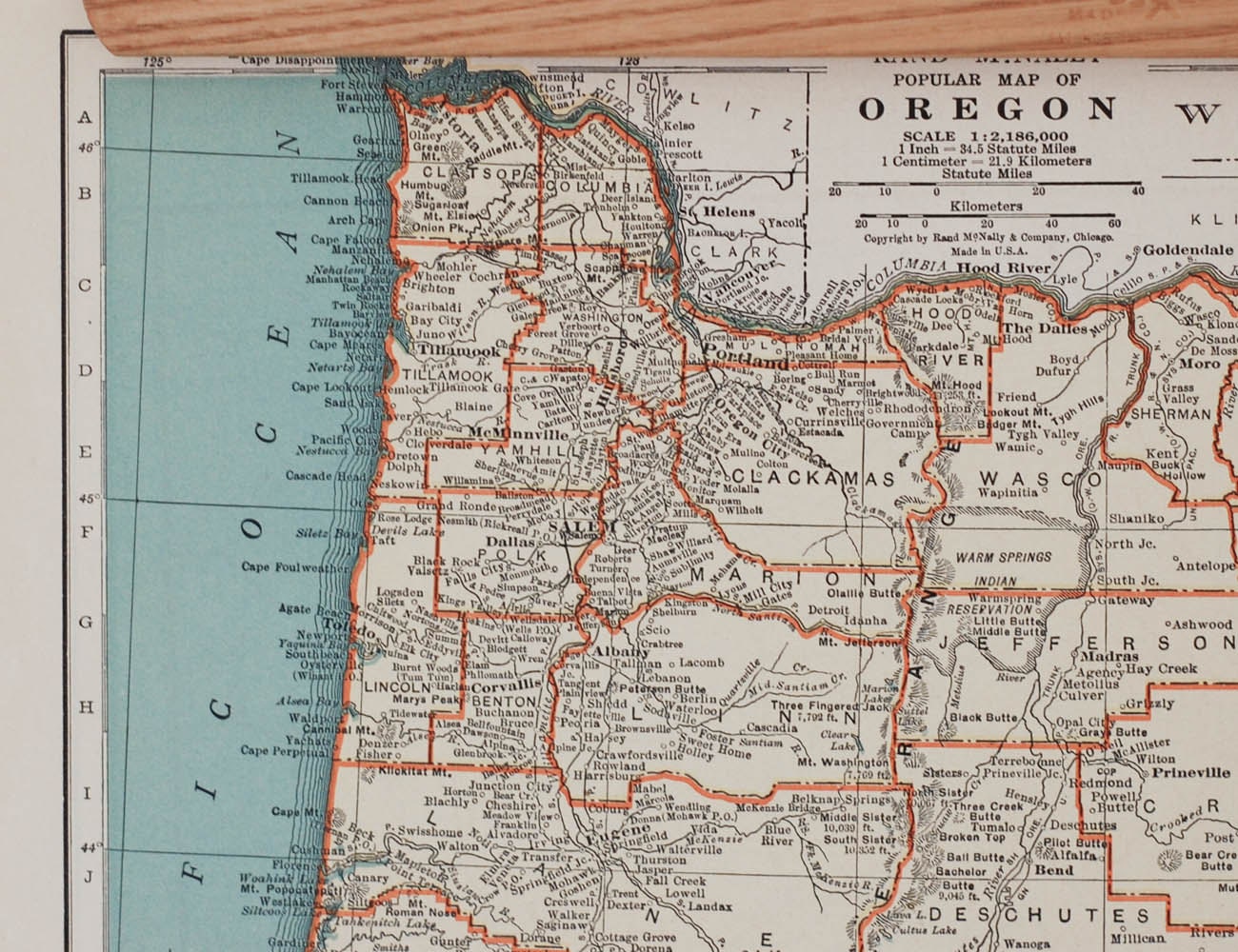 Vintage Maps of Oregon and Pennsylvania 1930s Antique U.S. | Etsy