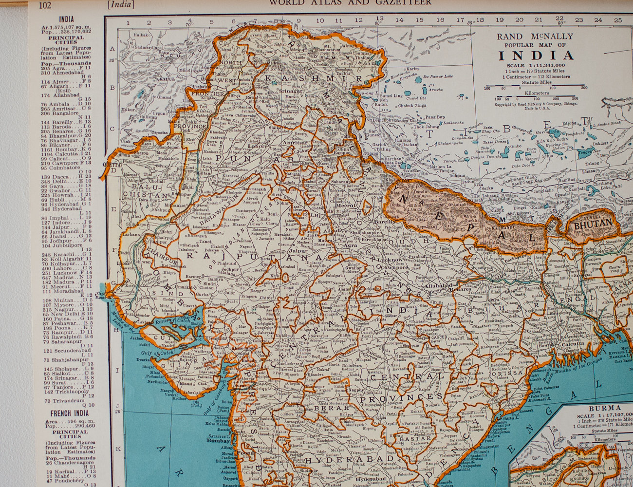 Vintage Maps of India Iran and Afghanistan 1930s Antique | Etsy