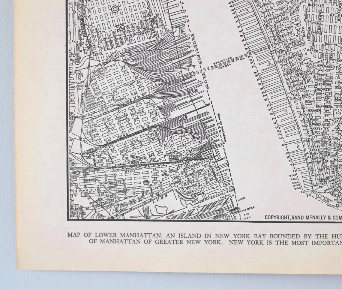 Antique 1930s Map of Lower Manhattan Downtown New York City - Etsy UK