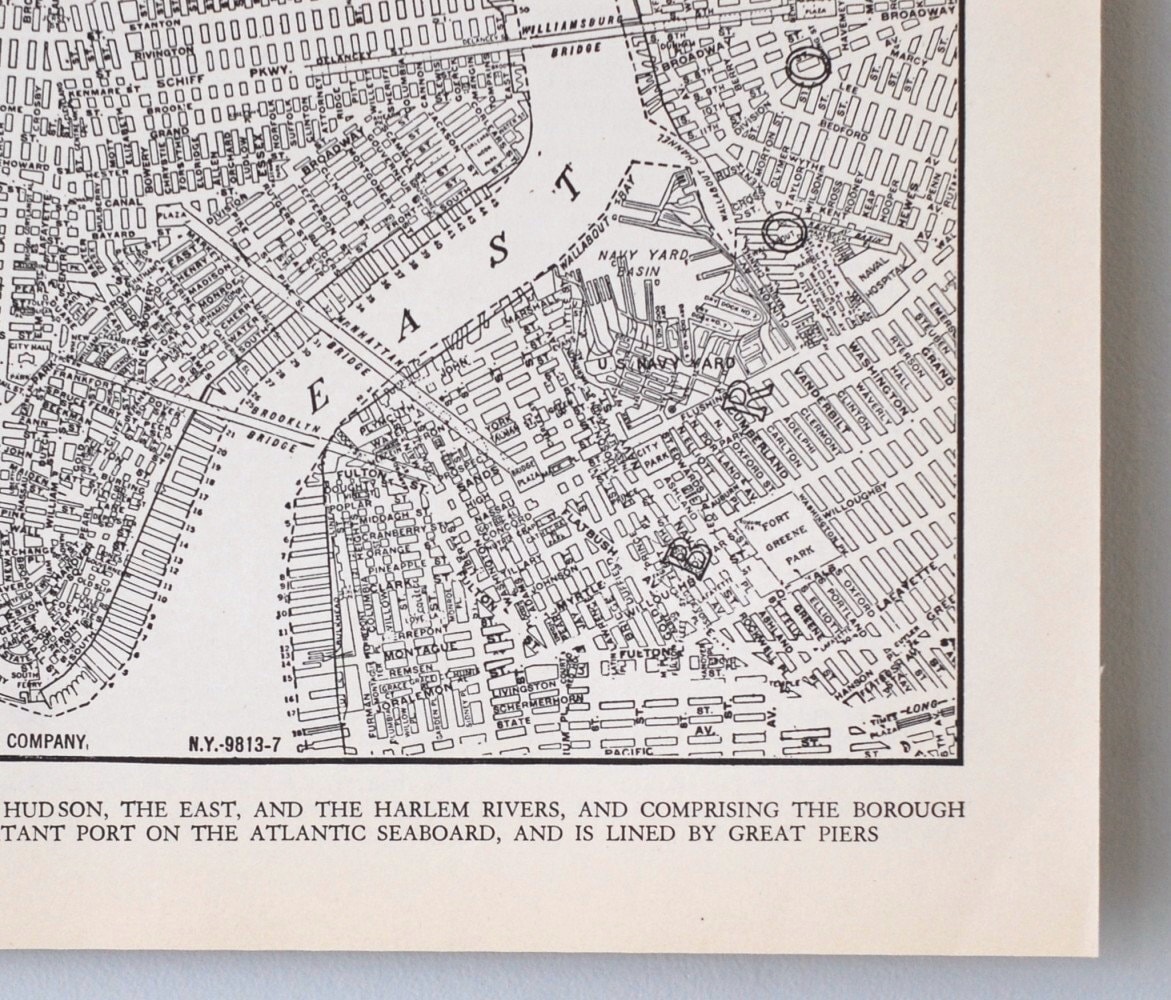 Antique 1930s Map of Lower Manhattan Downtown New York City - Etsy UK