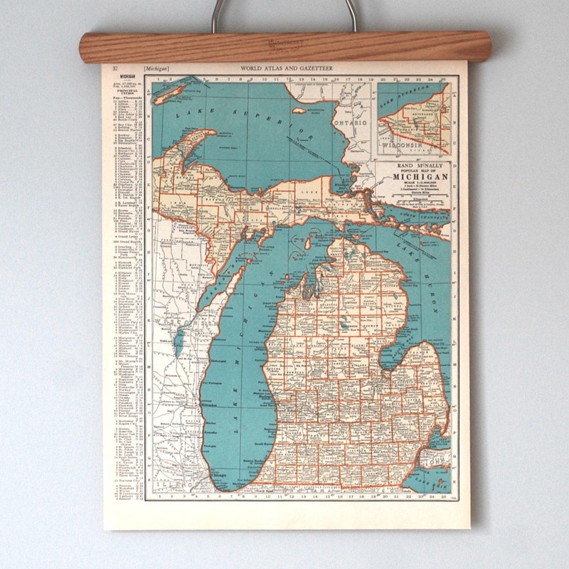 Michigan Map Art - Etsy