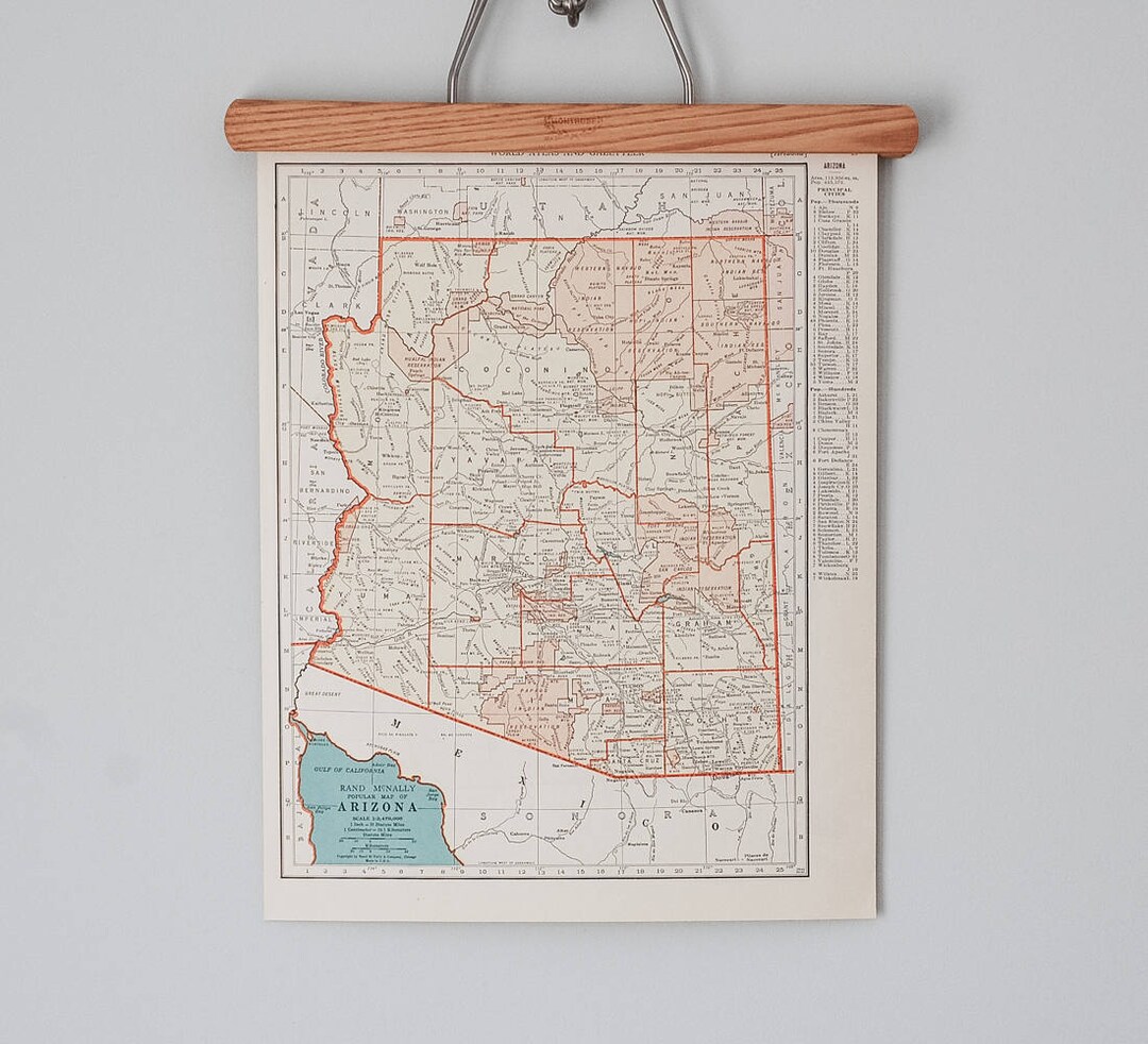 Vintage Original Arizona and Arkansas State Maps | 1930s Antique Color ...