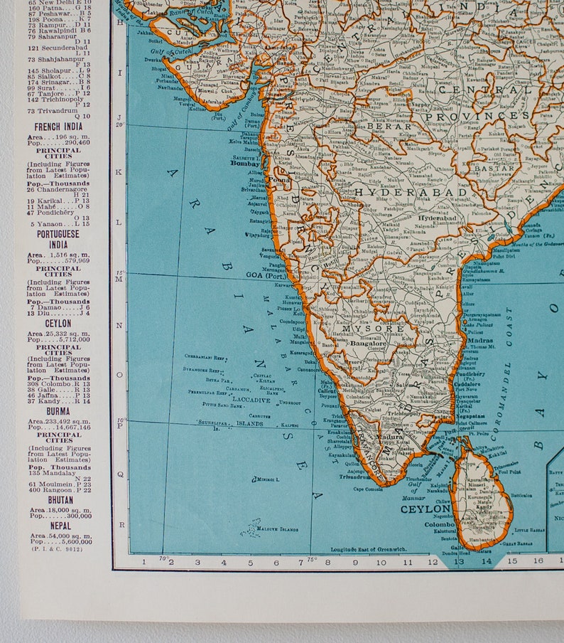 Vintage Maps of India Iran and Afghanistan 1930s Antique | Etsy