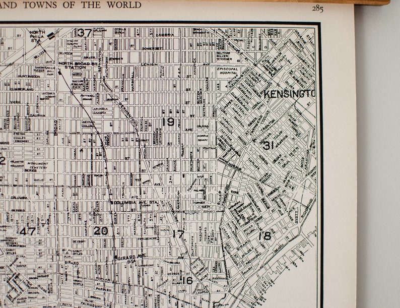 Vintage Philadelphia Map Antique 1930s Pennsylvania City Map - Etsy