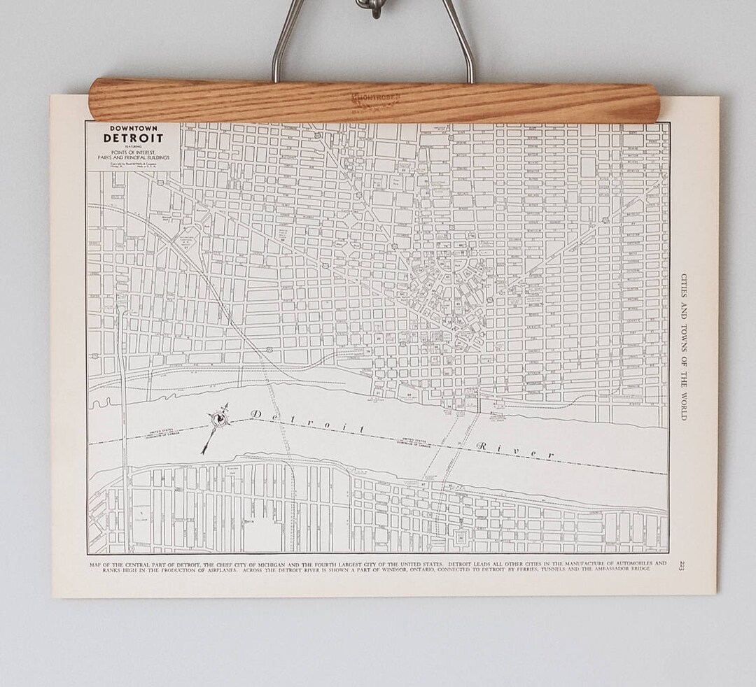 Vintage Detroit Map Antique Original 1930s Detroit Michigan Map Antique ...