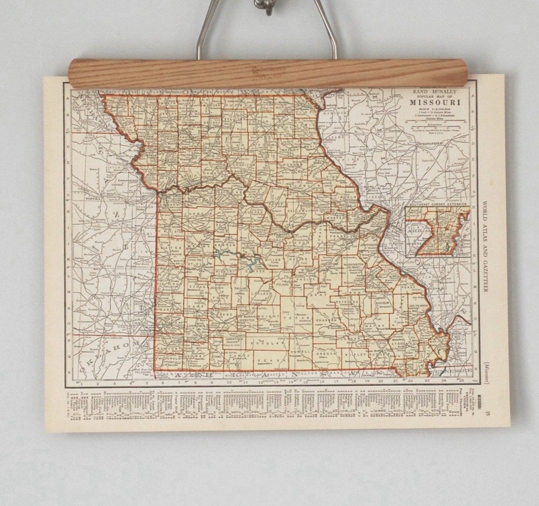 Vintage Maps of Missouri and Montana | 1930s Original Antique Color ...