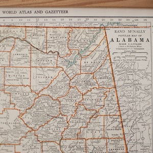 Vintage Map of Alabama 1930s Original | Antique Color Print State Map ...