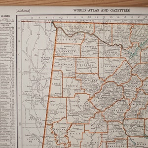 Vintage Map of Alabama 1930s Original | Antique Color Print State Map ...