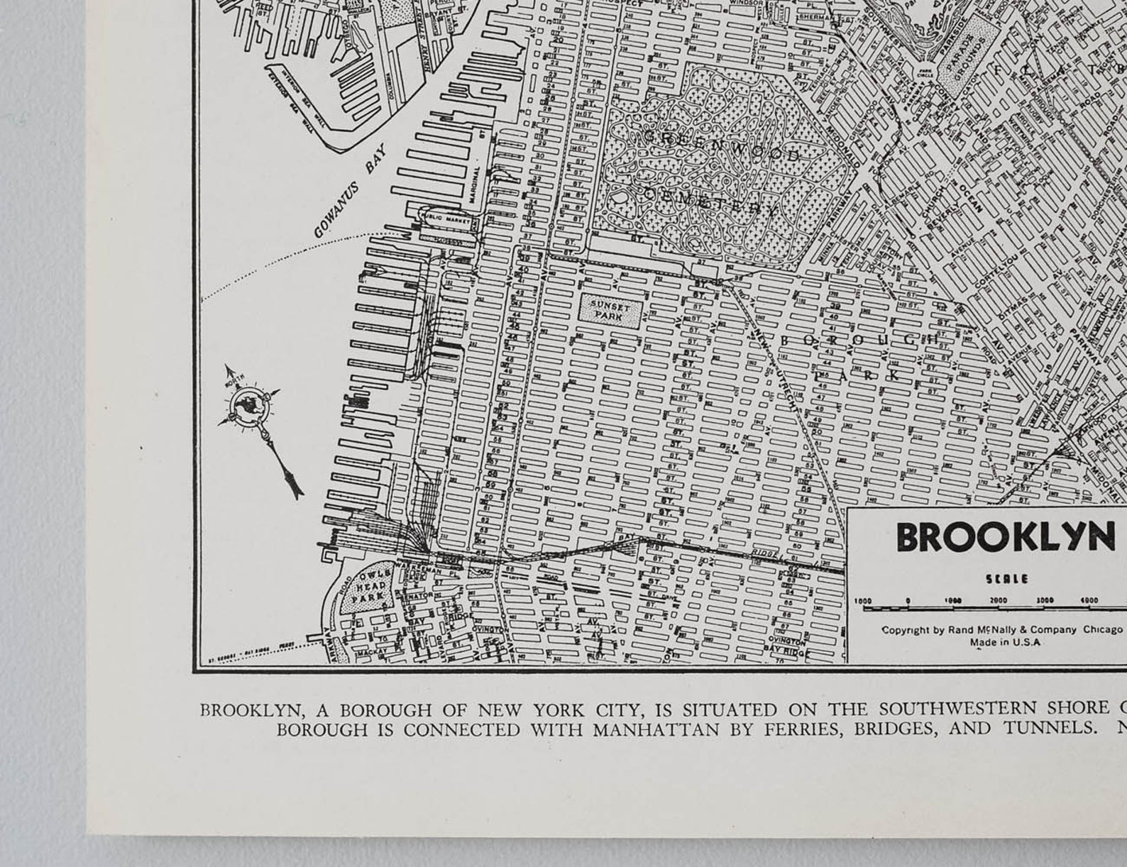 Antique Brooklyn Map Vintage 1940s New York City Map - Etsy
