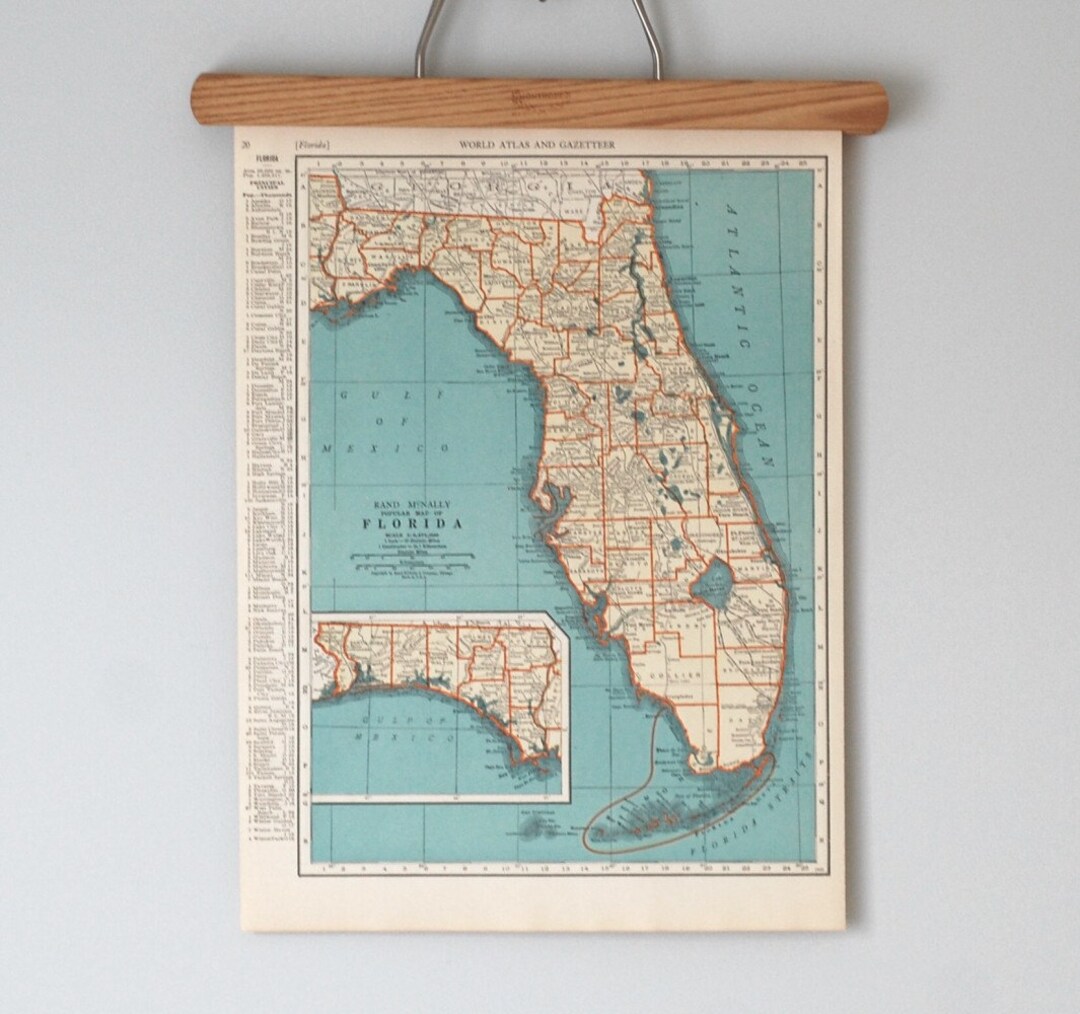 Vintage Florida and Connecticut 1930s Original State Maps | Antique ...