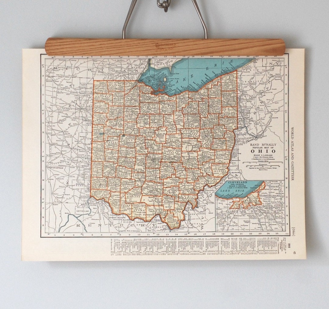 Vintage Maps of Ohio and Oklahoma 1930s Antique U.S. State Maps Wall ...