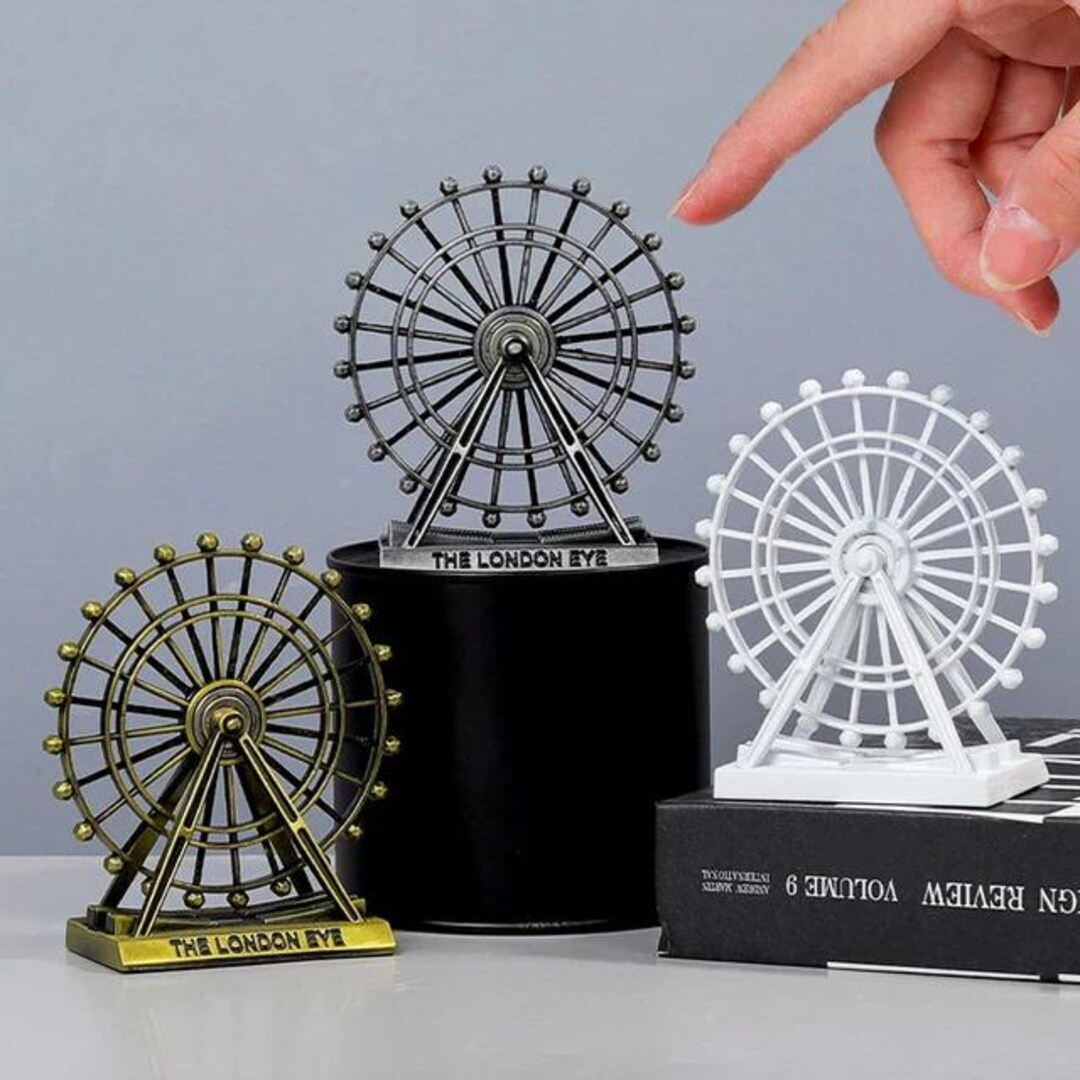 Mini London Eye Ferris Wheel Statue, Metal Desk Ornament, Vintage Home ...