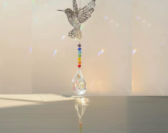 Copper Wire Wrapped Hummingbird Sun Catcher: Blue Swarovski Crystal ...