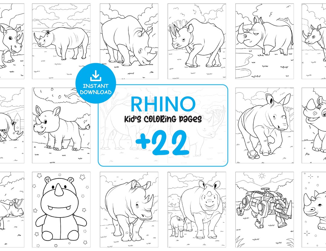 Rhino Coloring Pages for Kids, Fun Safari Animal Printables ...