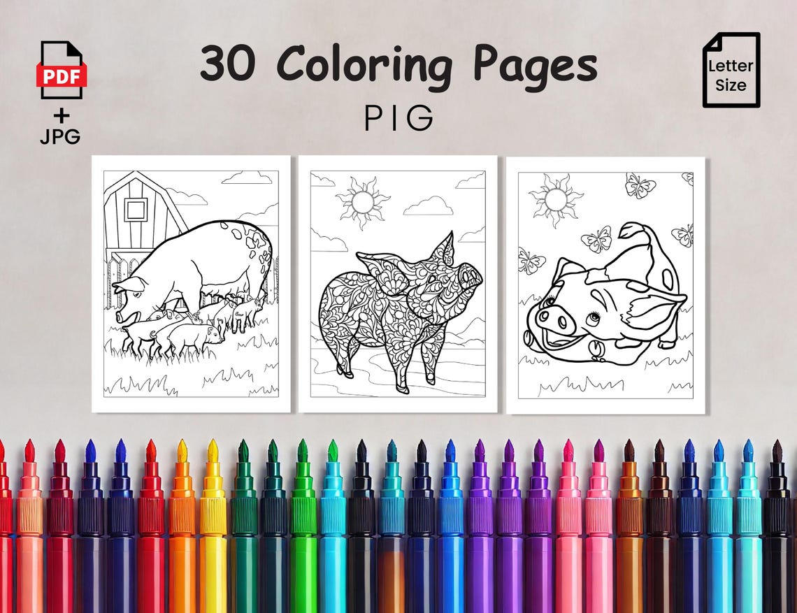 Pig Coloring Pages for Kids, 30 Cute Farm Animal Coloring Sheets ...