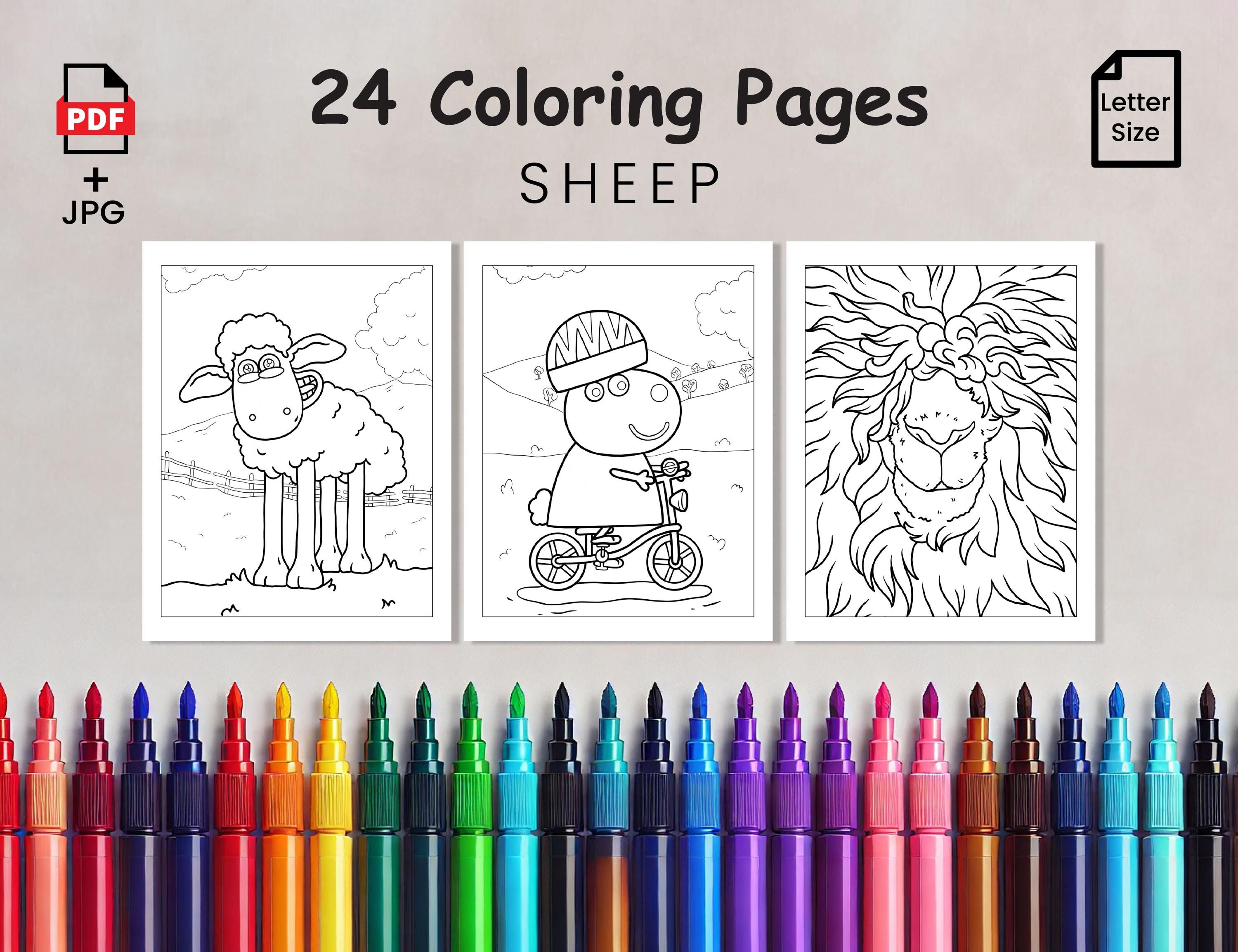 Sheep Coloring Pages for Kids, Cute Farm Animal Printables, Educational ...
