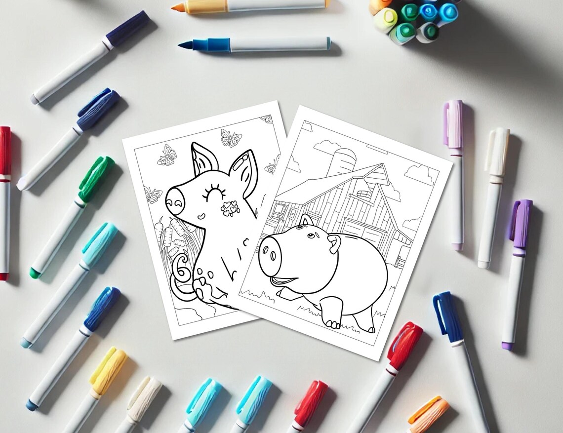 Pig Coloring Pages for Kids, 30 Cute Farm Animal Coloring Sheets ...