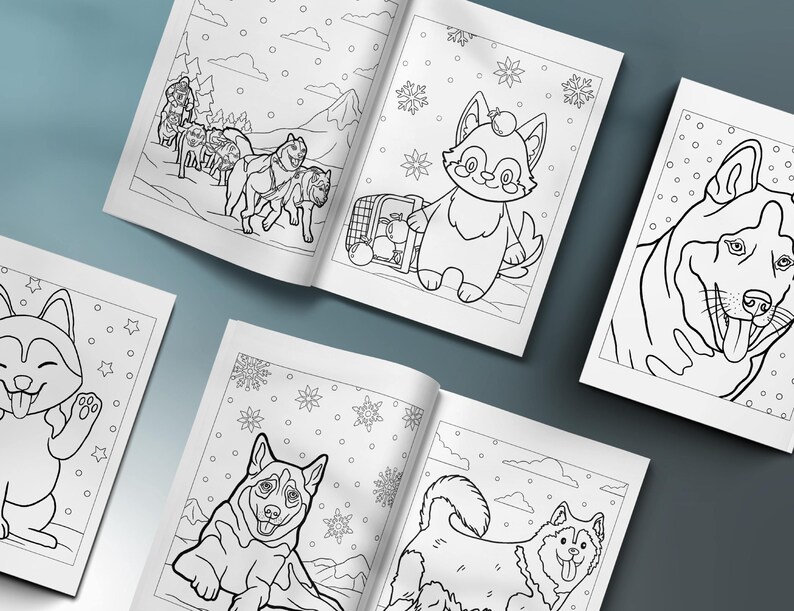 Husky Coloring Pages for Kids Instant Download – 20+ Printable Dog ...