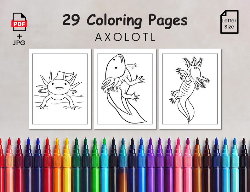 Axolotl Coloring Pages for Kids – 29 Printable Sheets | Cute Water ...