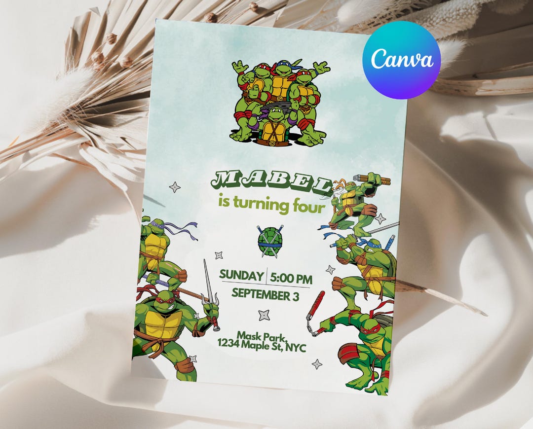 Editable Ninja Turtle Birthday Invitation | Printable Ninja Invite ...