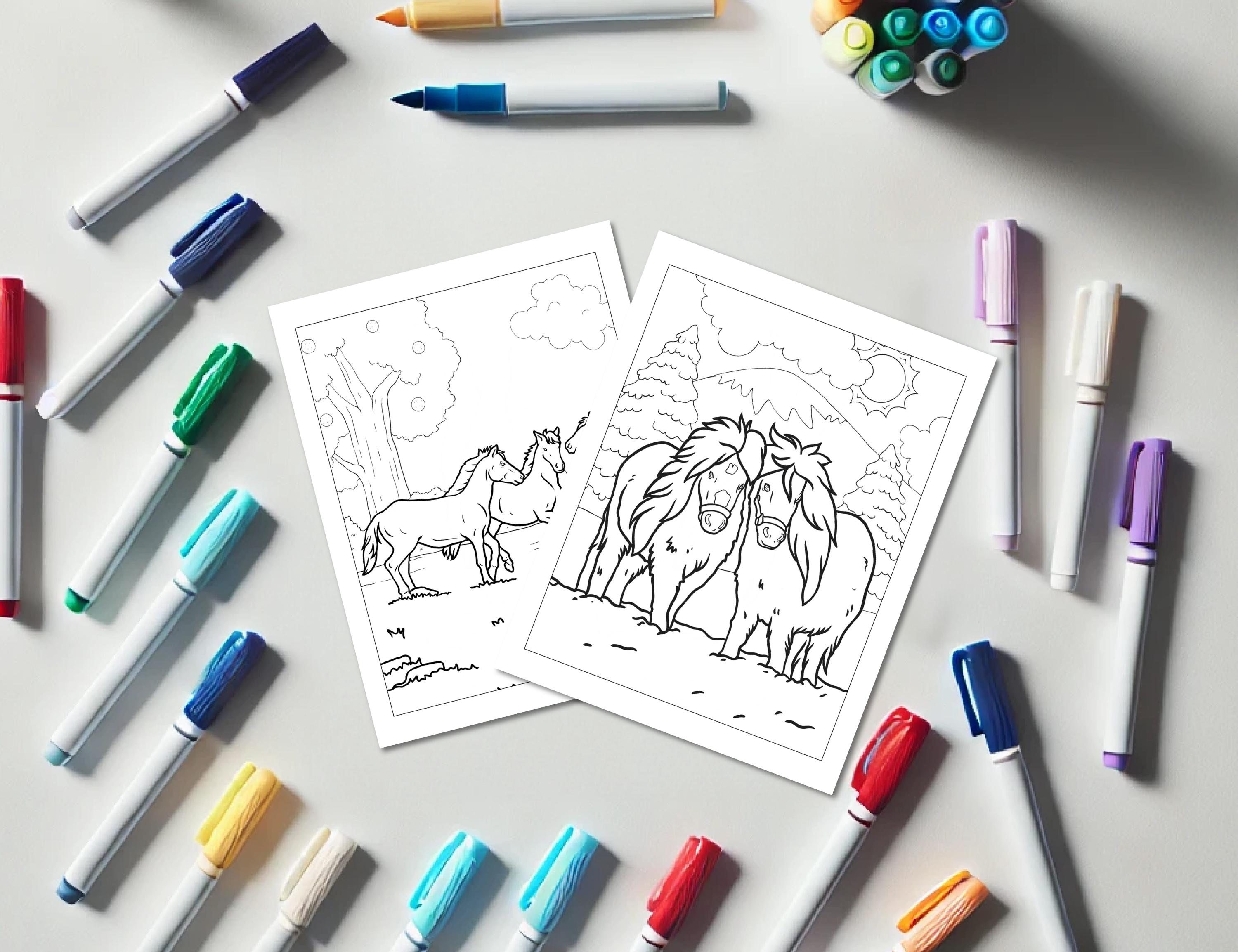 Horse Coloring Pages for Kids | Printable Coloring Book PDF | Kids ...