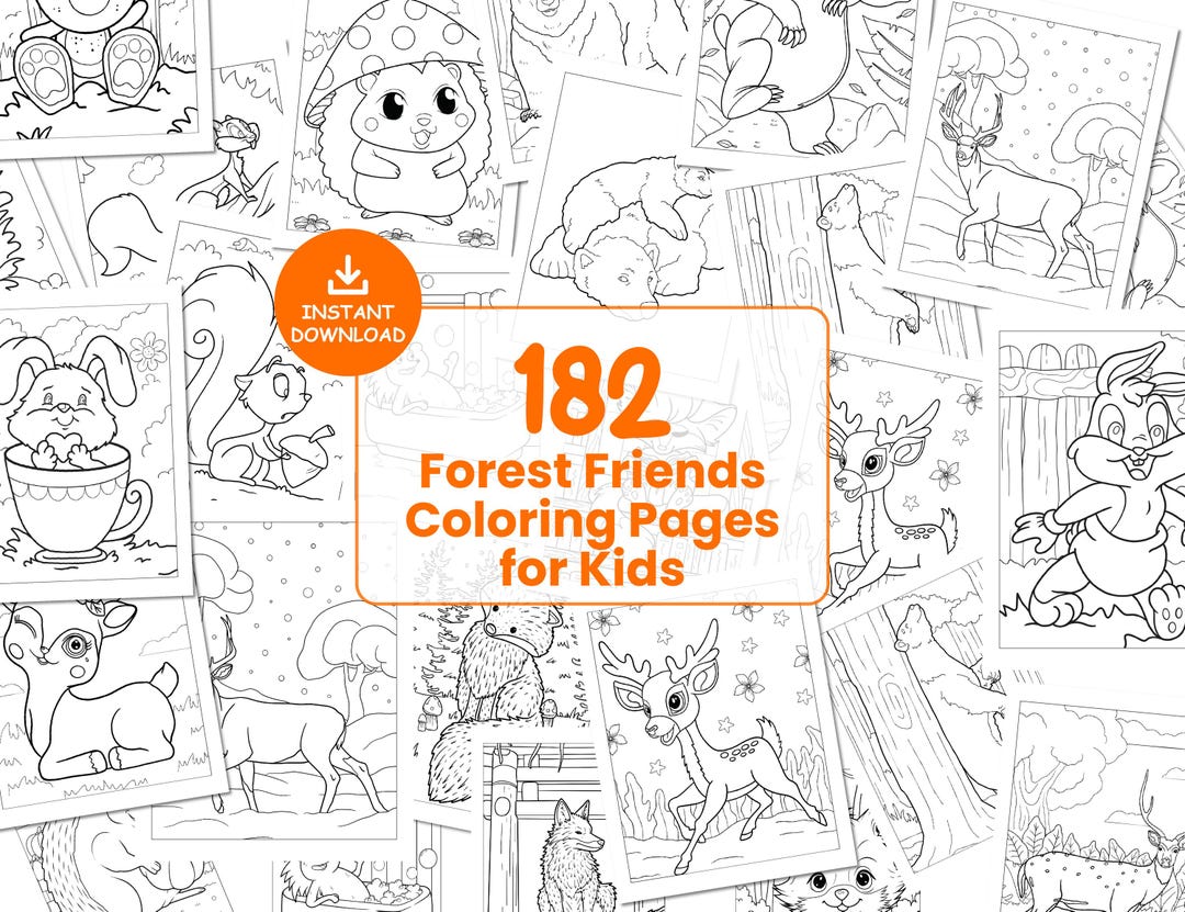 Forest Friends Coloring Pages Bundle | Printable Coloring Book PDF ...