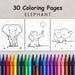 30 Elephant Coloring Pages for Kids Printable, Cute Baby Elephant ...