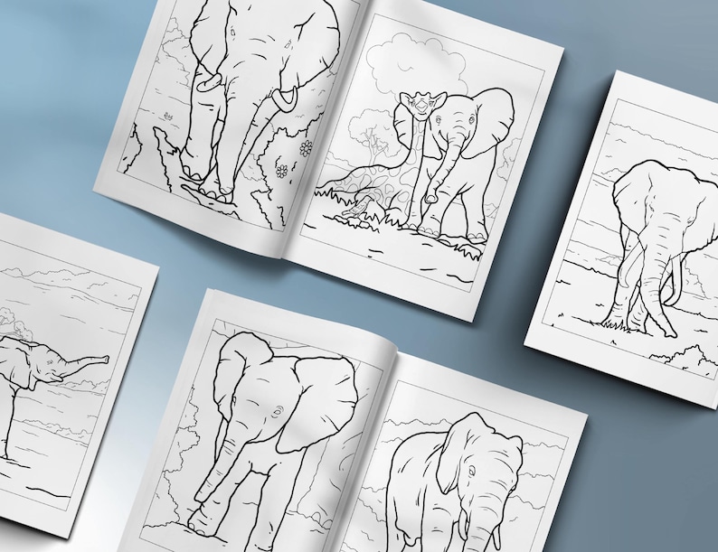30 Elephant Coloring Pages for Kids Printable, Cute Baby Elephant ...