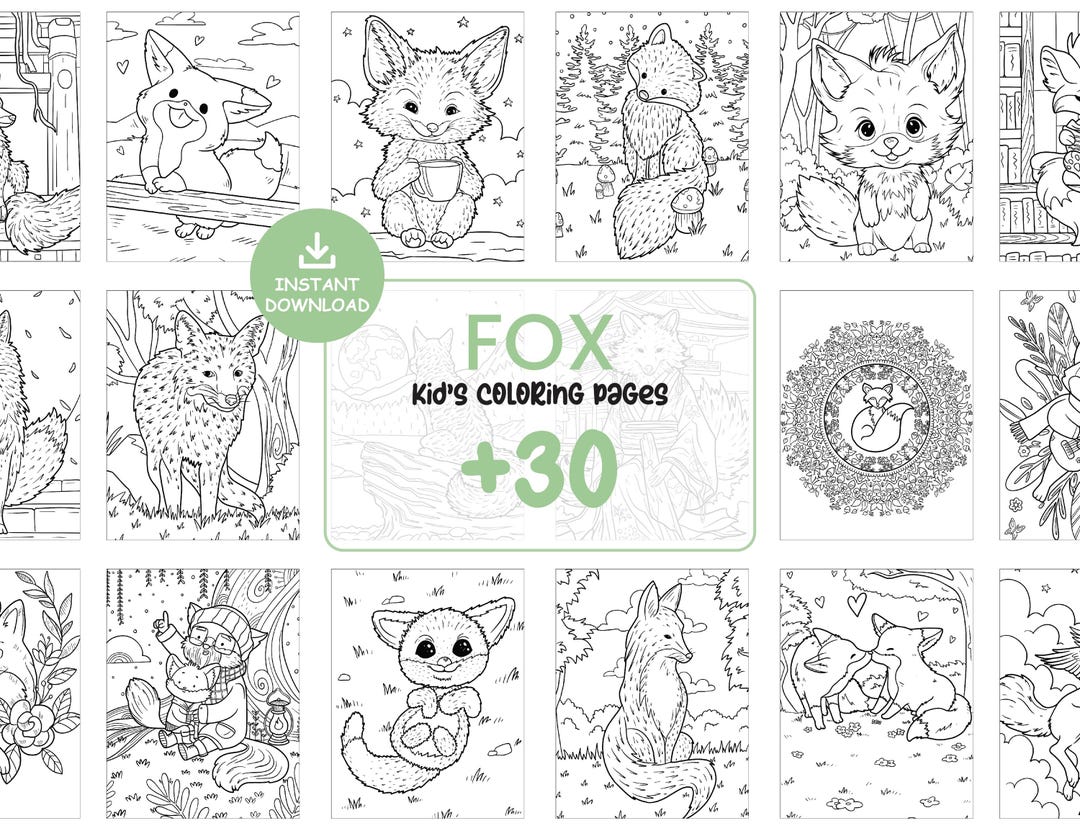 Fox Coloring Pages for Kids – 30 Printable Woodland Animal Coloring ...