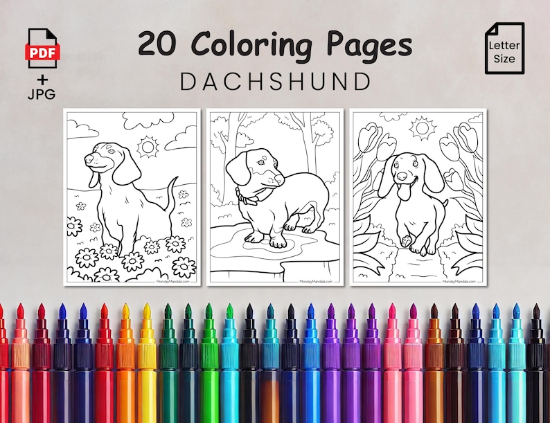 Dachshund Coloring Pages for Kids Printable Puppy Activity Sheets Cute ...