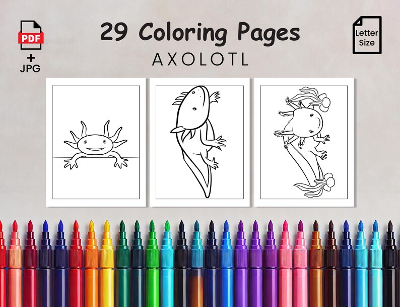 Axolotl Coloring Pages for Kids – 29 Printable Sheets | Cute Water ...