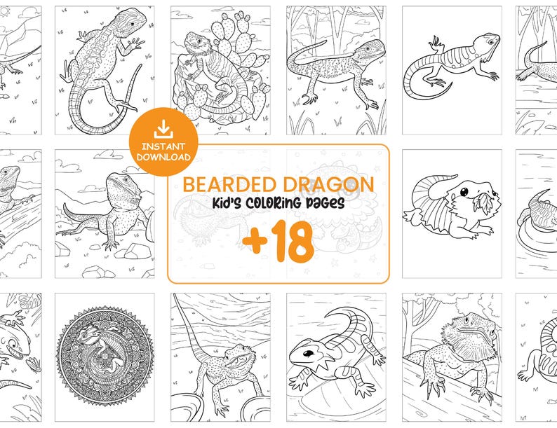 Bearded Dragon Coloring Pages for Kids – 18 Printable Lizard Sheets ...