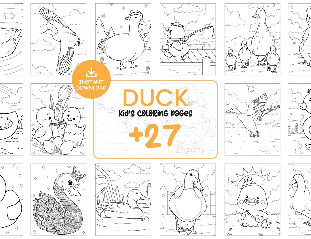 27 Duck Coloring Pages for Kids Printable, Cute Baby Duckling Coloring ...