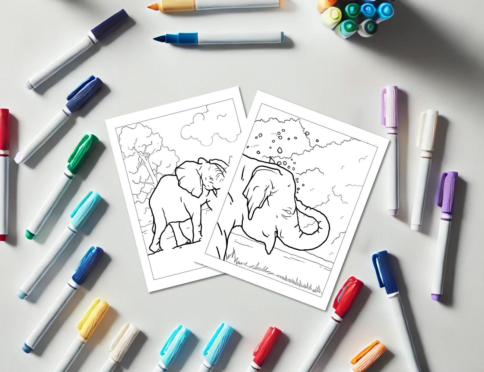 30 Elephant Coloring Pages for Kids Printable, Cute Baby Elephant ...