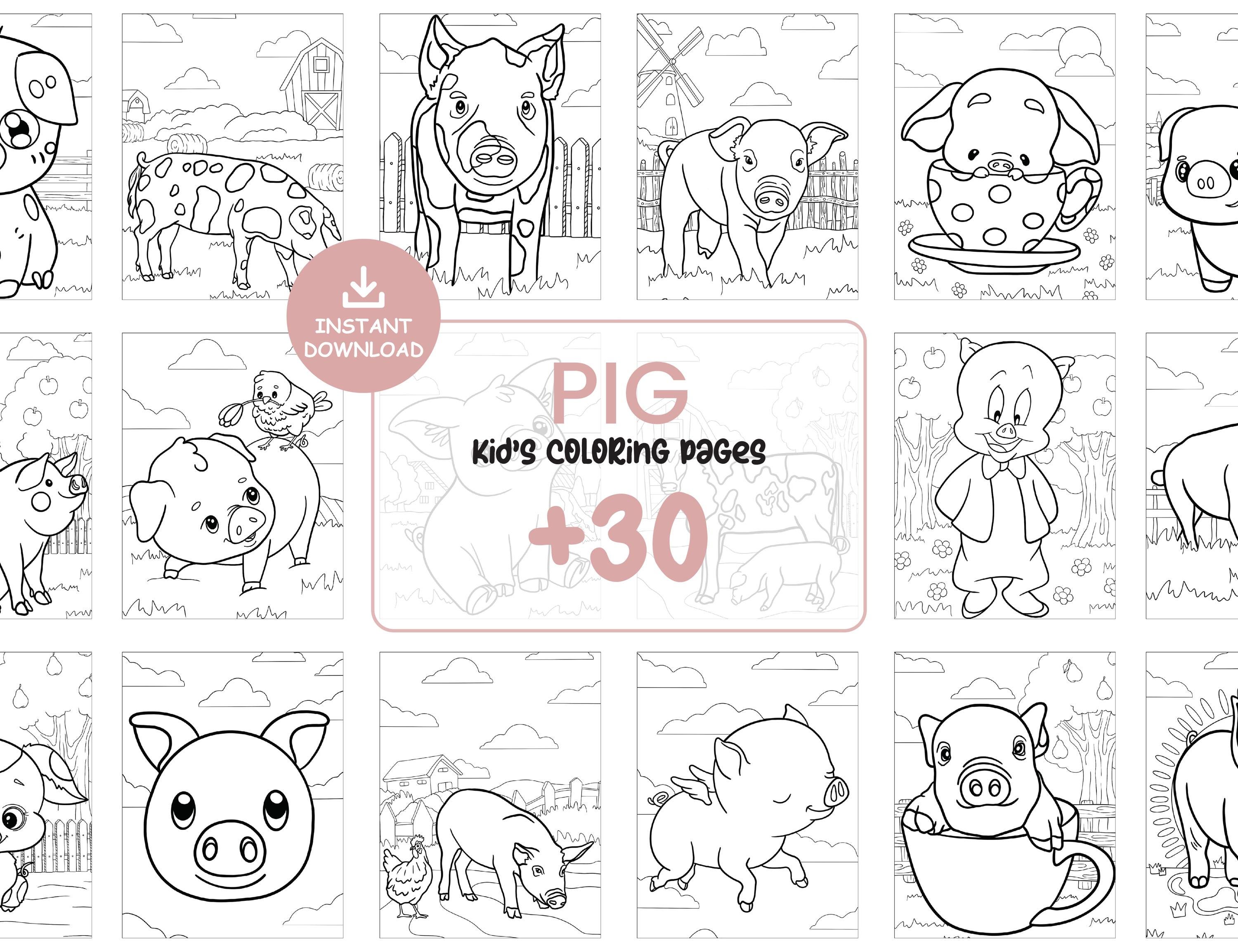 Pig Coloring Pages for Kids, 30 Cute Farm Animal Coloring Sheets ...