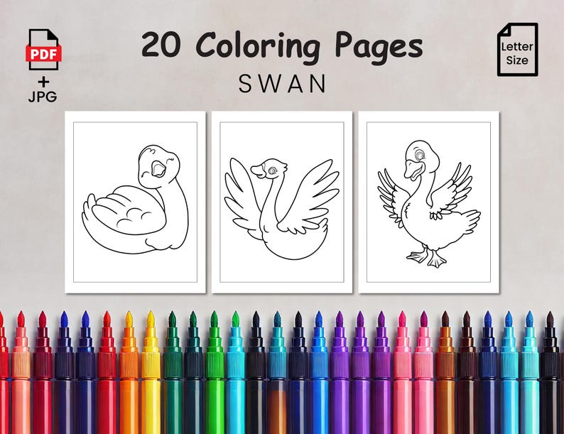 Swan Coloring Pages for Kids – 20 Printable Bird Sheets, Elegant Animal ...