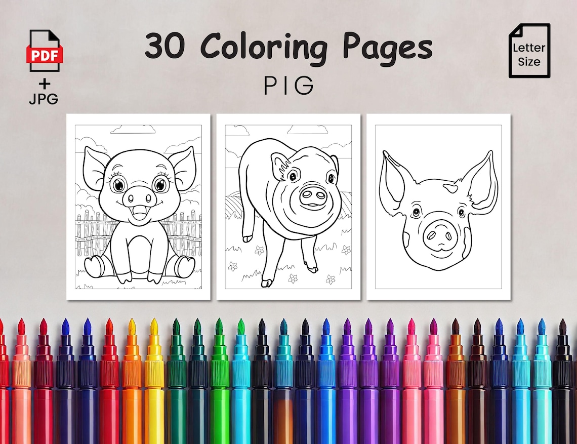 Pig Coloring Pages for Kids, 30 Cute Farm Animal Coloring Sheets ...