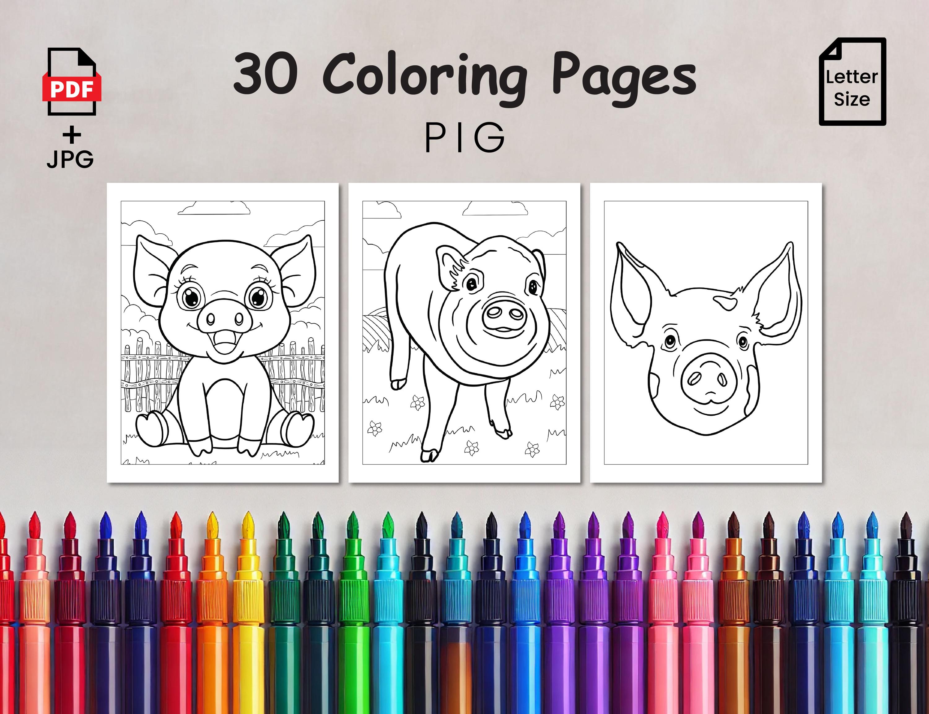Pig Coloring Pages for Kids, 30 Cute Farm Animal Coloring Sheets ...