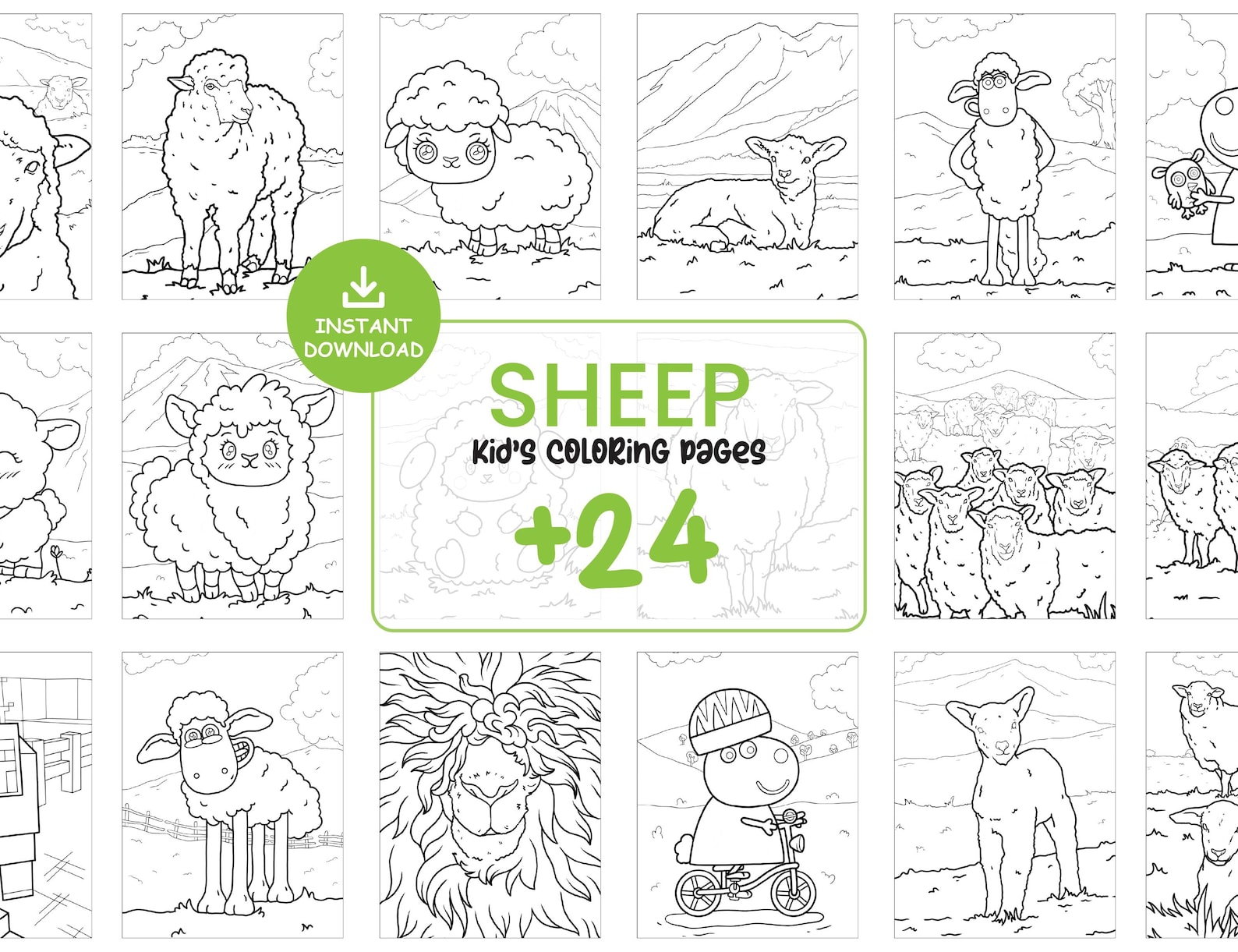 Sheep Coloring Pages for Kids, Cute Farm Animal Printables, Educational ...