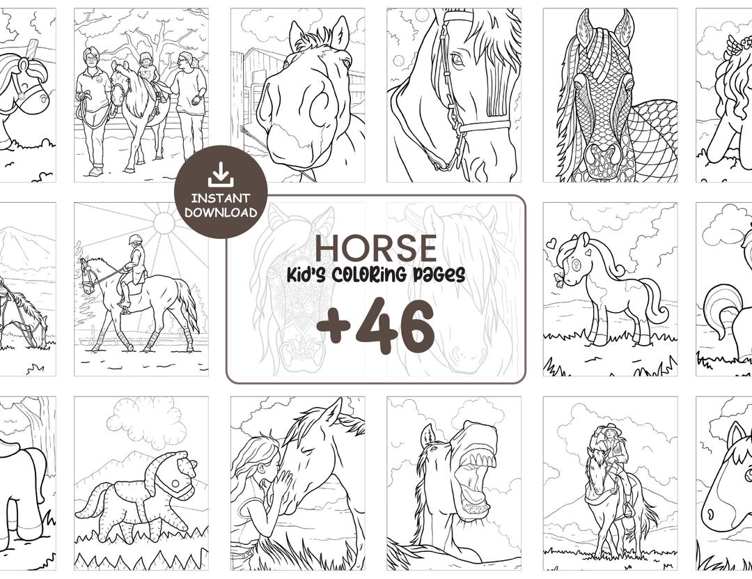 Horse Coloring Pages for Kids | Printable Coloring Book PDF | Kids ...