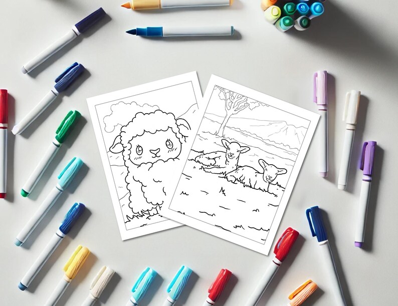 Sheep Coloring Pages for Kids, Cute Farm Animal Printables, Educational ...