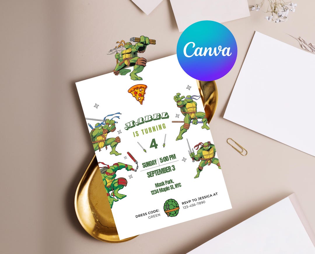 Editable Ninja Turtle Birthday Invitation | Printable Ninja Invite ...